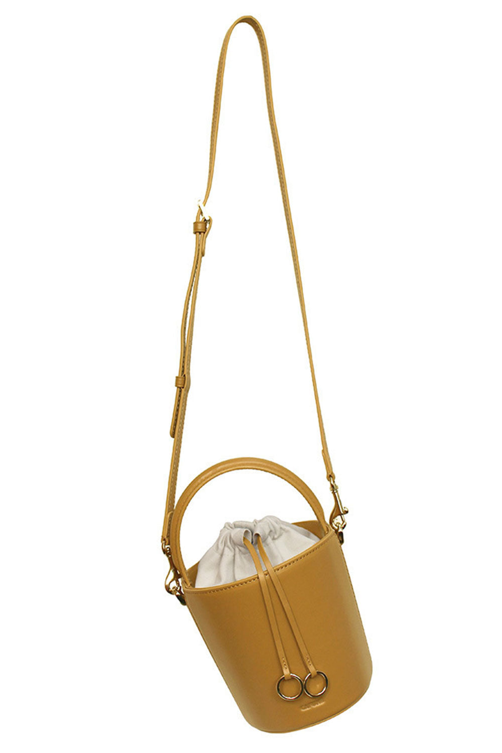 CAFUNE LEATHER MUSTARD MINI BASKET BUCKET — Atelier Boutique